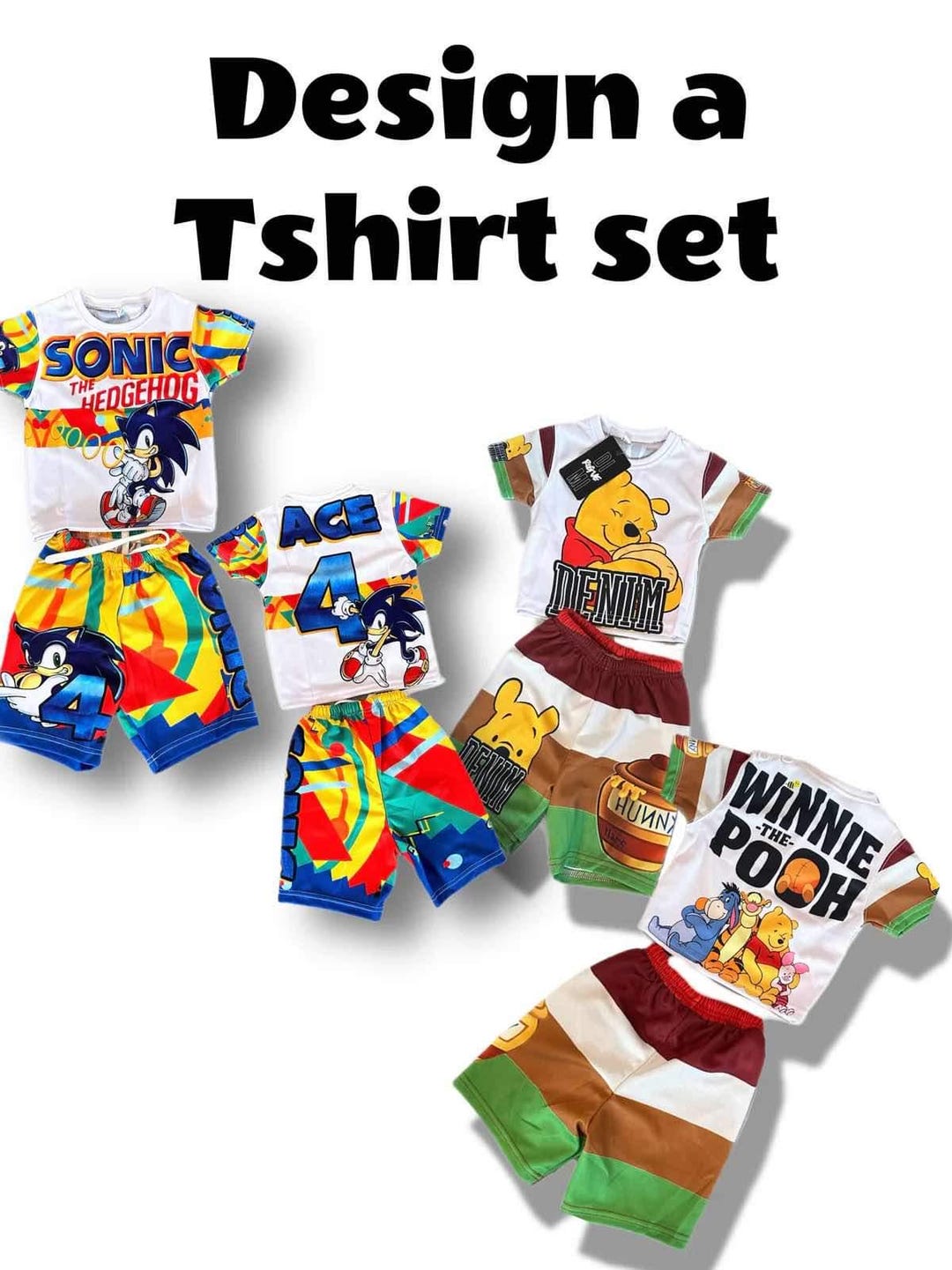 Kids Custom Text Overalls Set Design Sublimation Personalized T-shirt ...