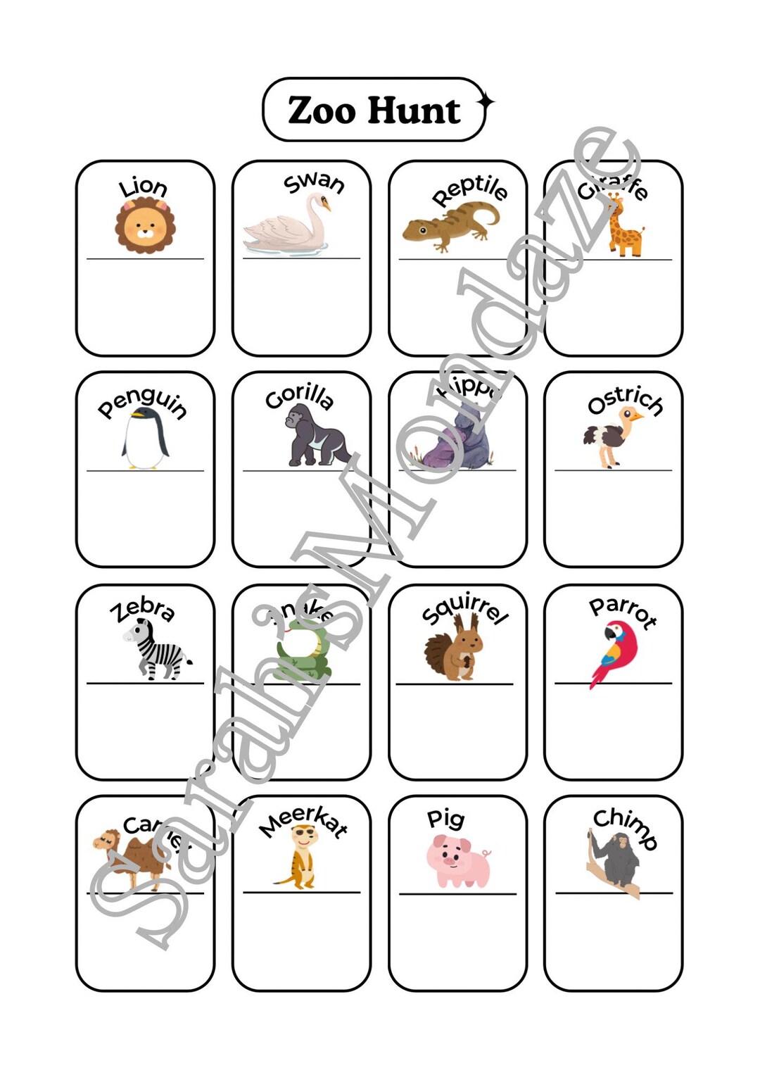 Zoo Field Trip Scavenger Hunt Checklist - Etsy