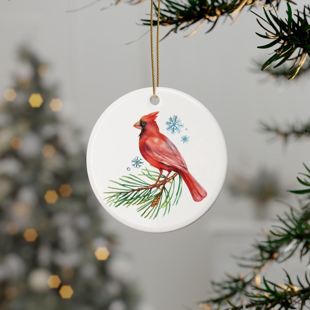 Red Cardinal Bird Christmas Tree Ornament Bird Lover Gift, Ceramic ...