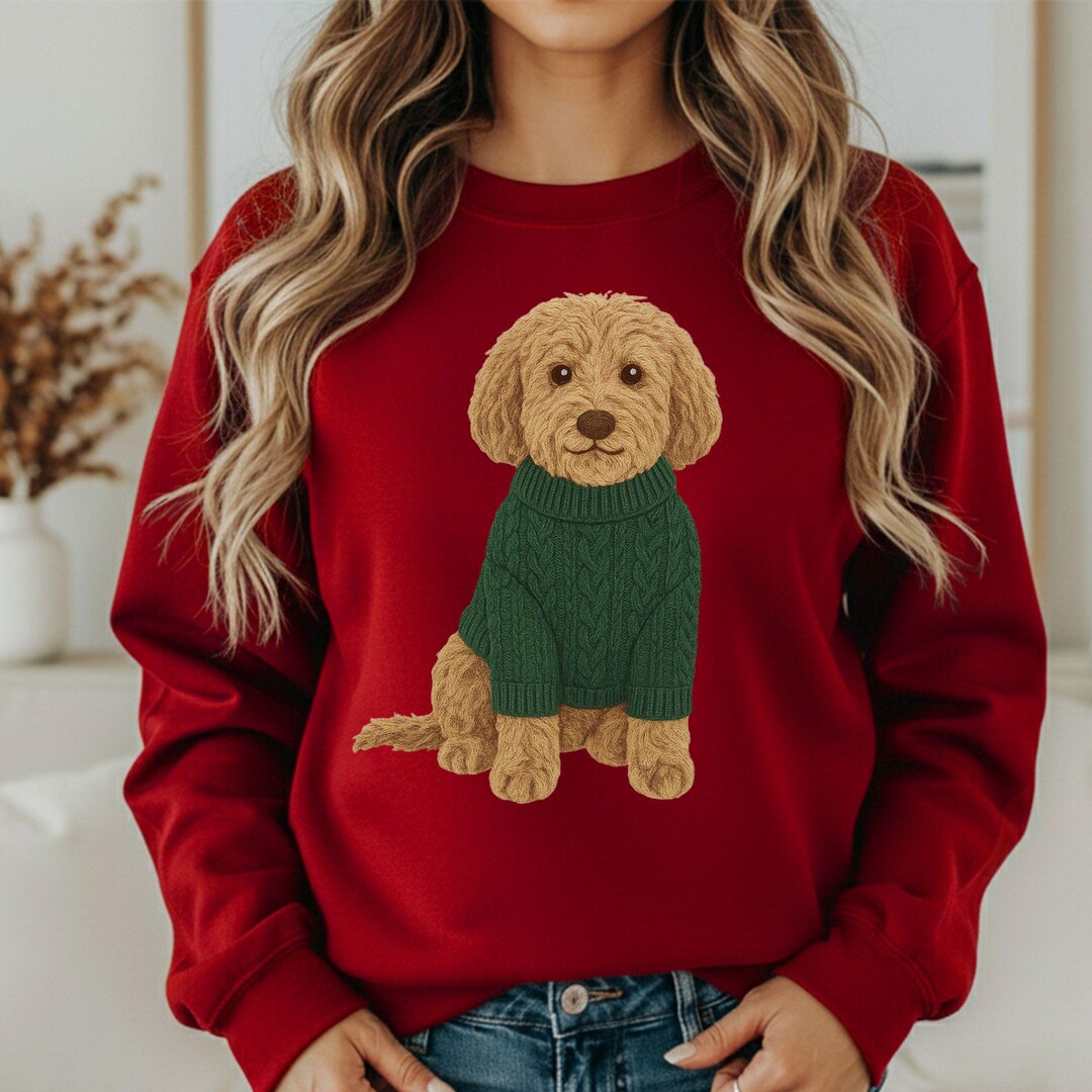Goldendoodle Sweatshirt, Faux Crochet Dog Sweater, Doodle Lover Gift - Etsy