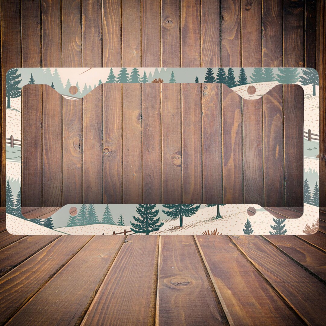 Mountain Trees License Plate Frame: Rustic Winter Car Accessory - Etsy