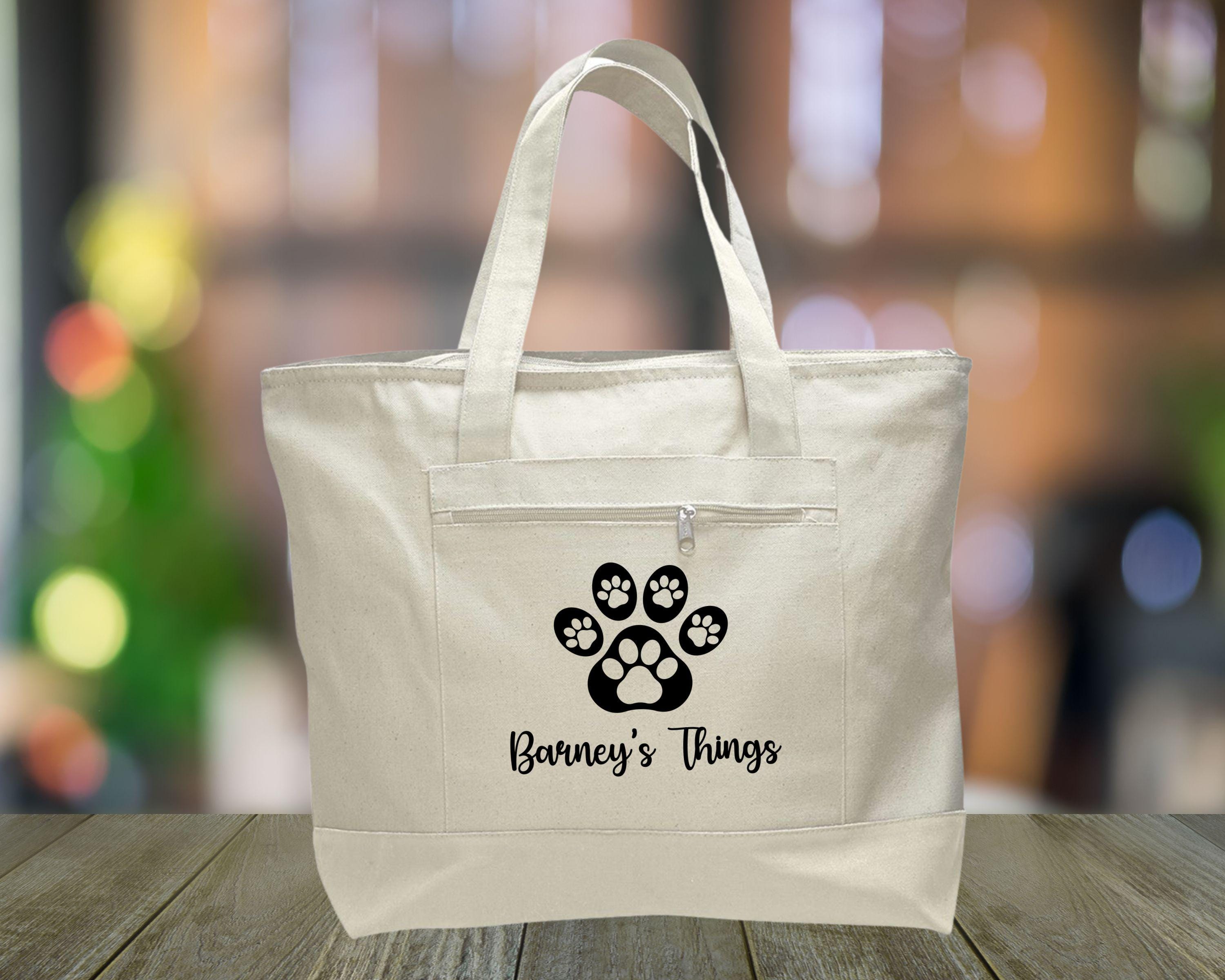 Personalized Dog Tote Bag | Custom Paw Print Canvas Pet Travel Bag - Etsy