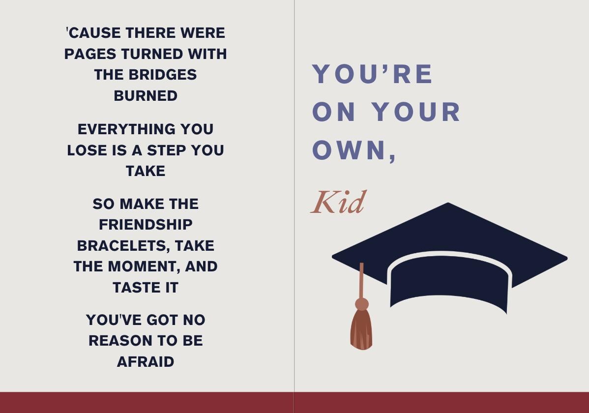 Swiftie "you're on Your Own, Kid" Graduation Card - Etsy