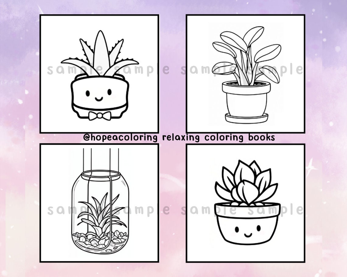 Happy Plant: Coloring Book Featuring Cute Succulents, House Plants ...