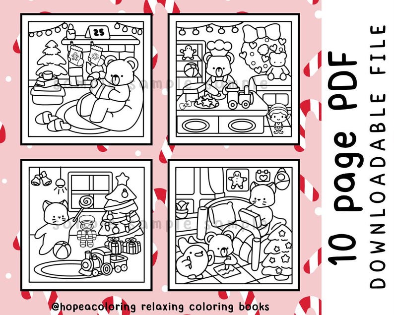Fuzzy Festivities: Christmas Coloring Book W/ Cute Cozy Animals and ...