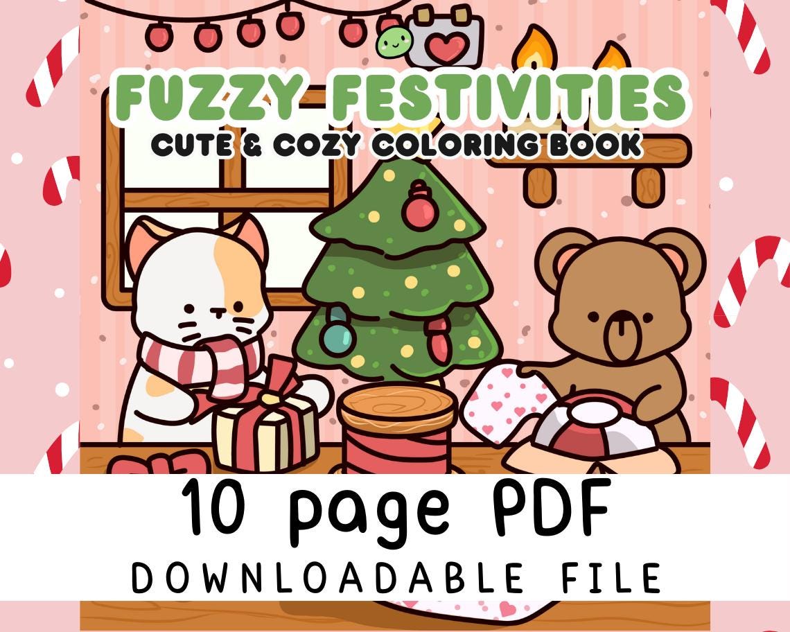 Fuzzy Festivities: Christmas Coloring Book W/ Cute Cozy Animals and ...