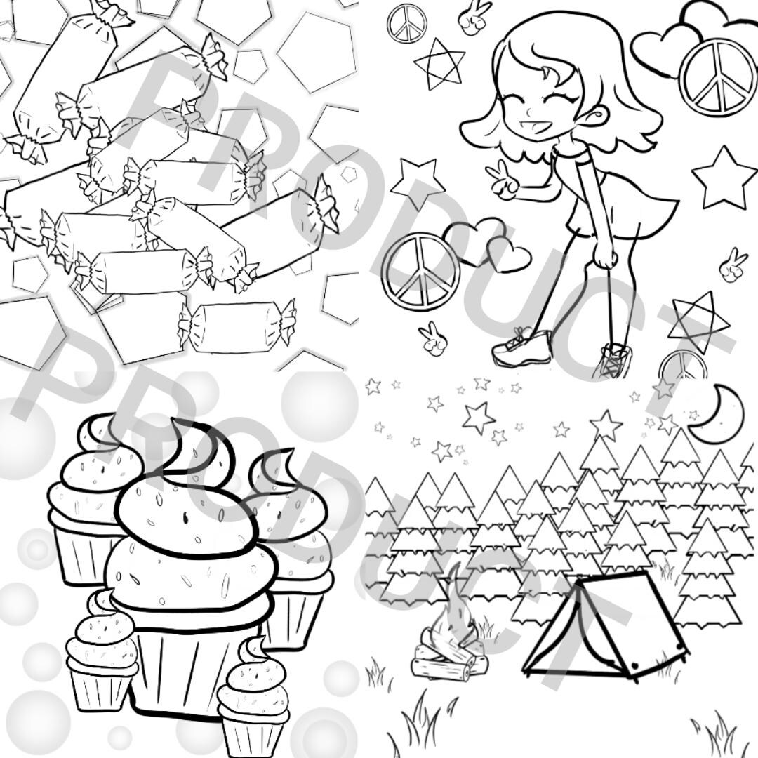 4 Coloring Book Pages for All Ages - Etsy