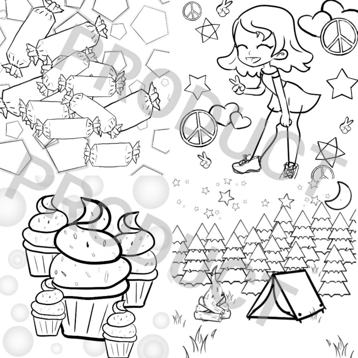 4 Coloring Book Pages for All Ages - Etsy