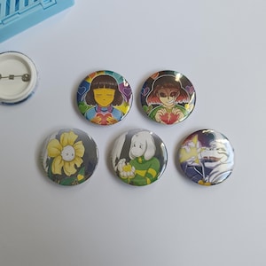 44mm Badges, Undertale, Frisk, Chara, Flowey, Asriel, Sans, Papyrus ...