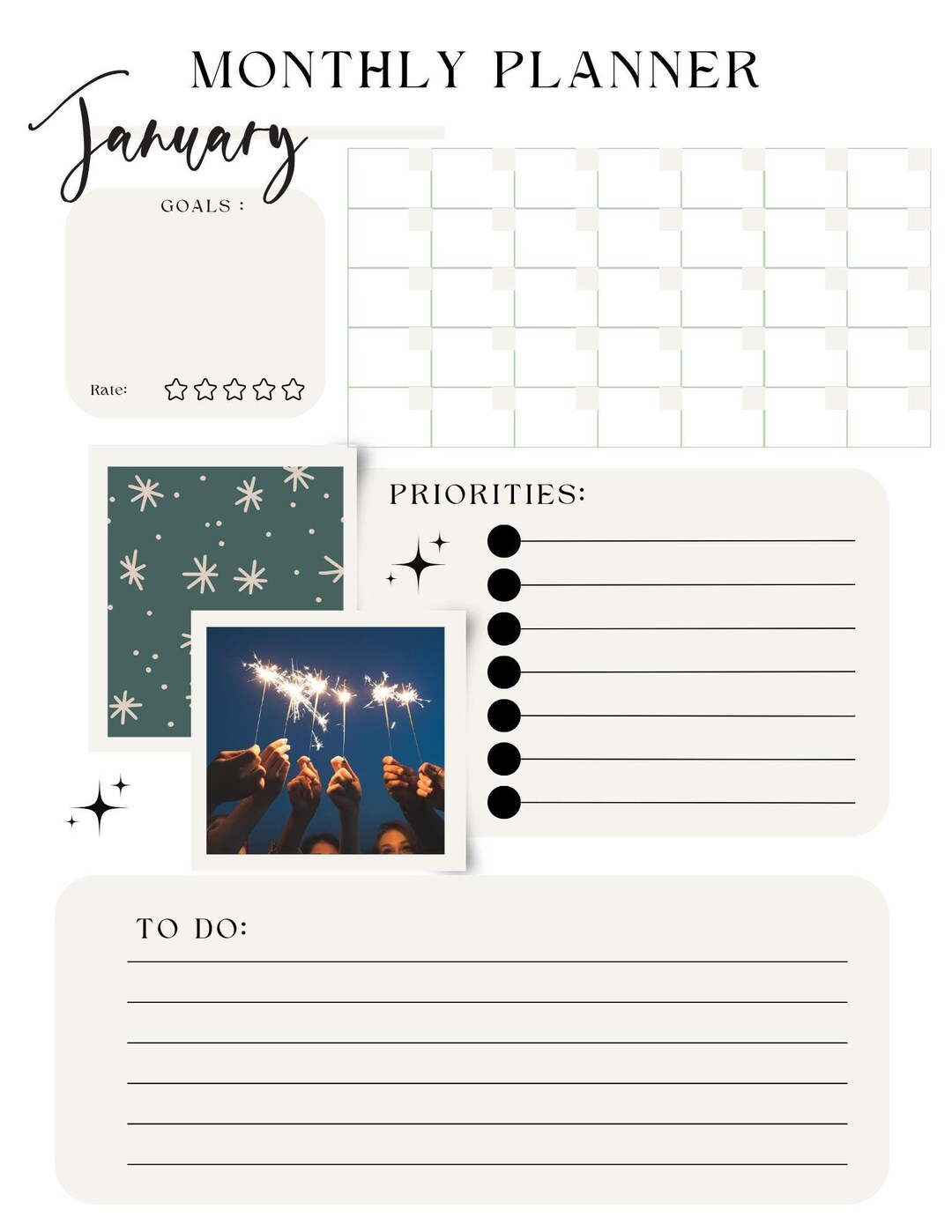 Monthly Goal Planner | Printable Monthly Planner | Printable Goal ...
