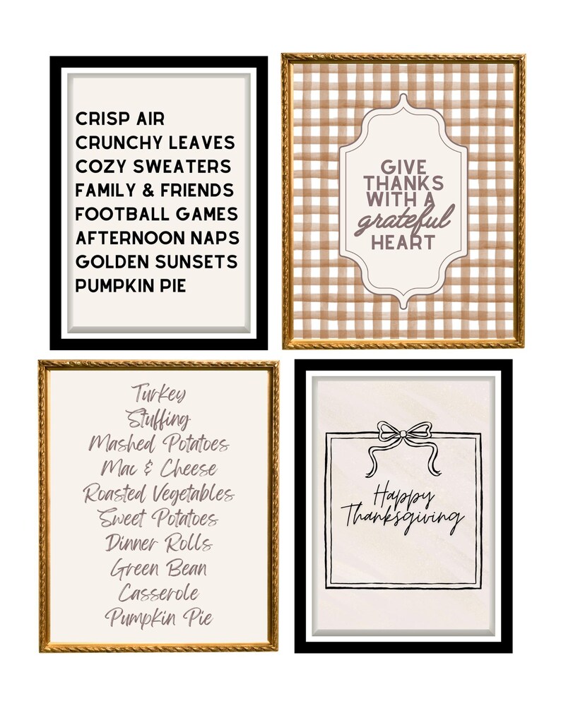 Thanksgiving Printable Gallery Wall Art Bundle | 11 Print at Home ...