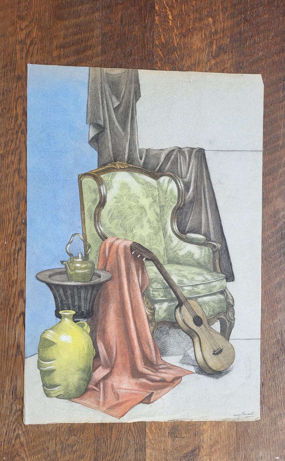 Original Artwork 1926, Anny Koevoets, Colored Still Life Drawing - Etsy