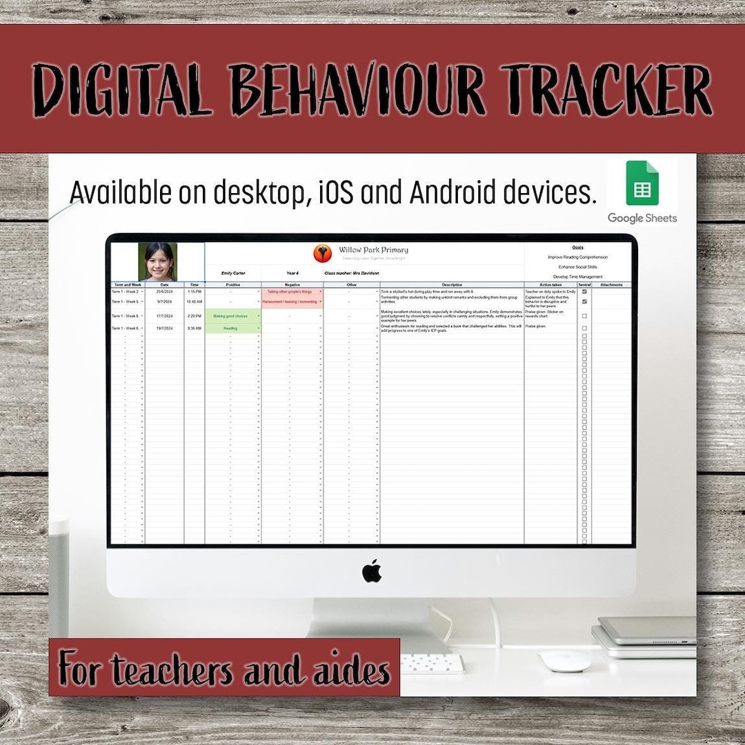 Digital Behaviour Tracker: Editable Classroom Spreadsheet (google ...