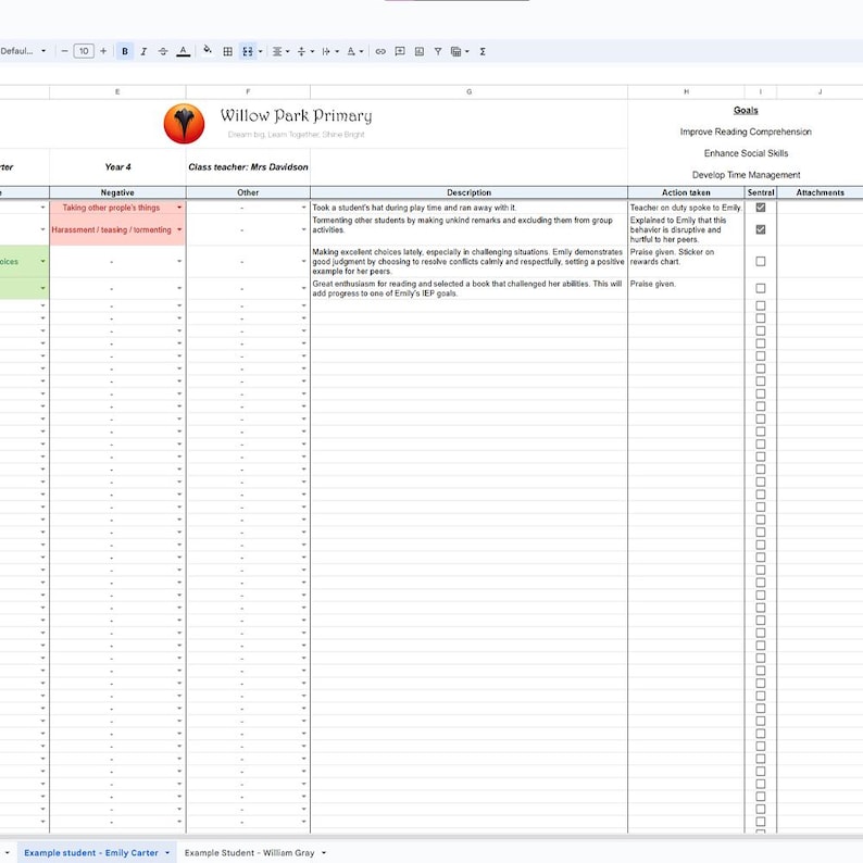 Digital Behaviour Tracker: Editable Classroom Spreadsheet (google ...