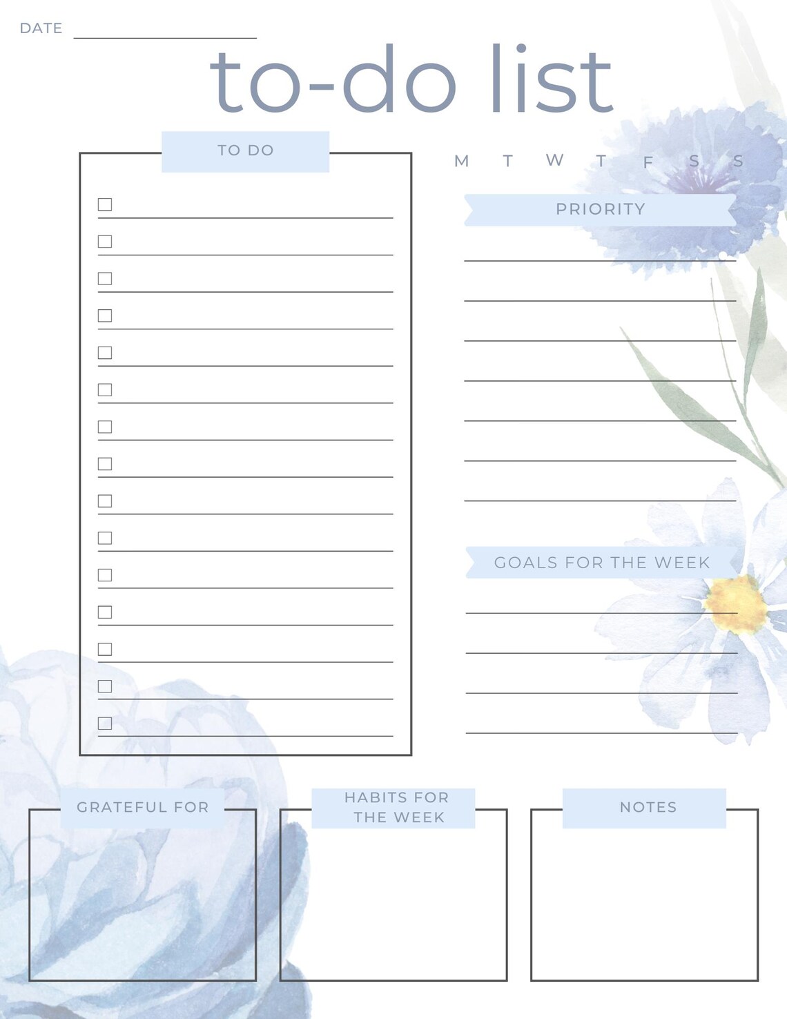 5-pack Floral Productivity Bundle - Printable Planner Pages | Floral ...