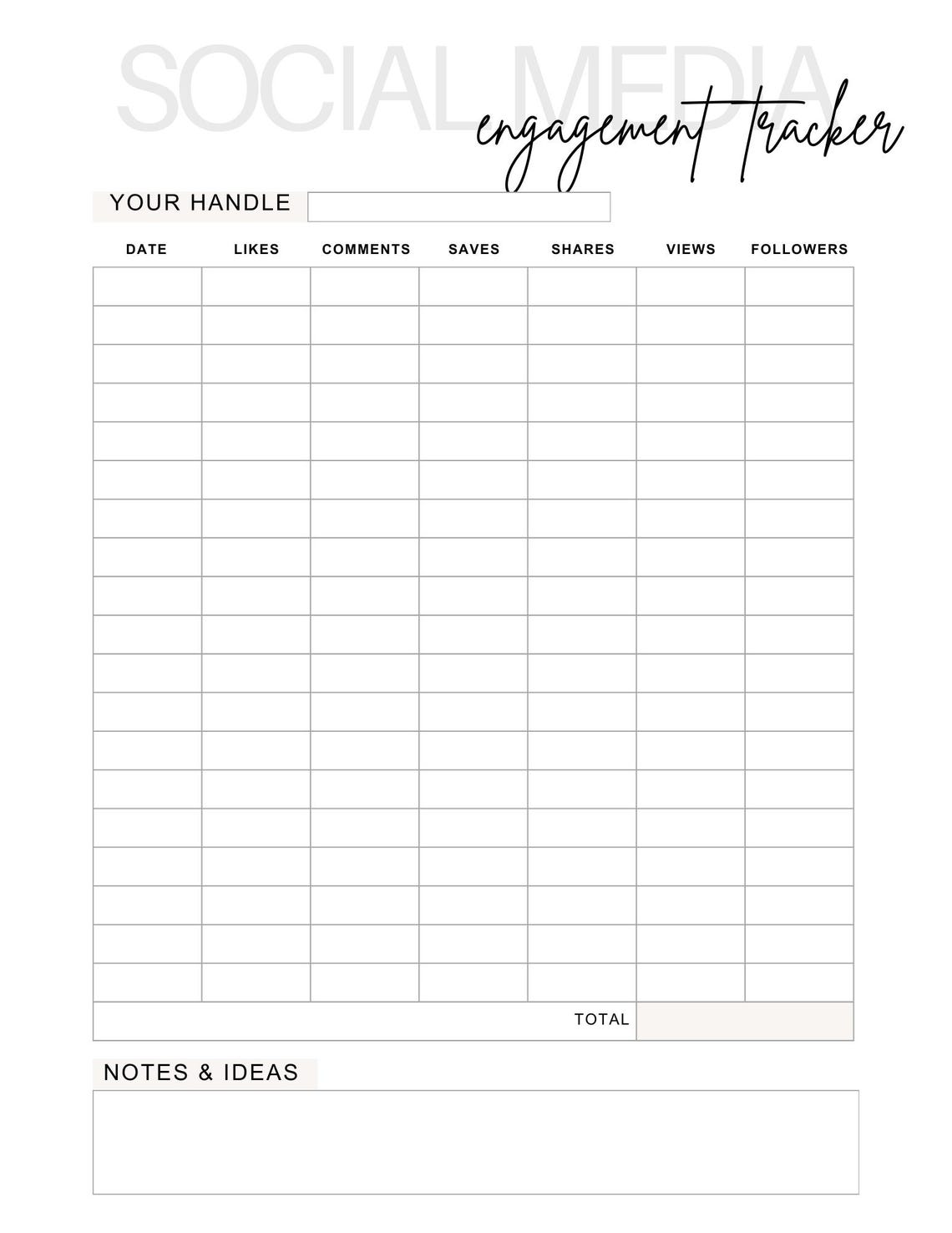 Social Media Trackers for Content Creators - Editable Templates ...