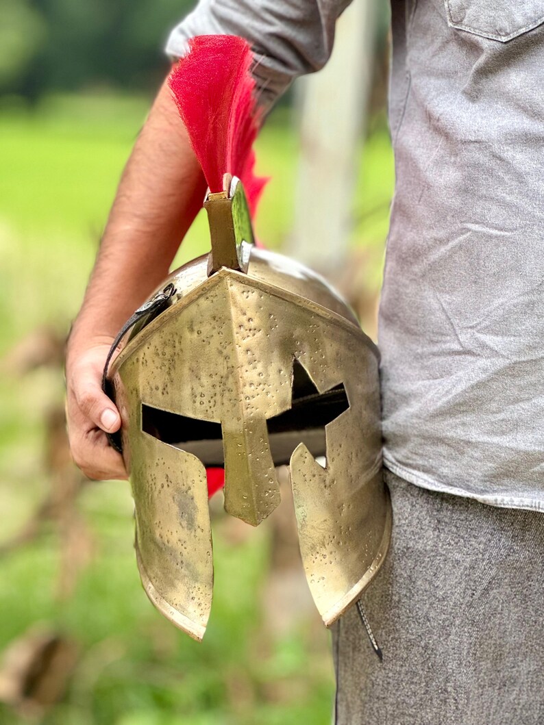Medieval Great King Leonidas Spartan 300 Helmet With Red & Black Plume ...