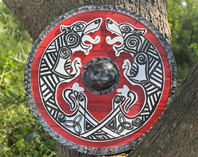 Wooden Viking Wolf Shield, Battle Ready Valhalla Viking Shield Gift for ...