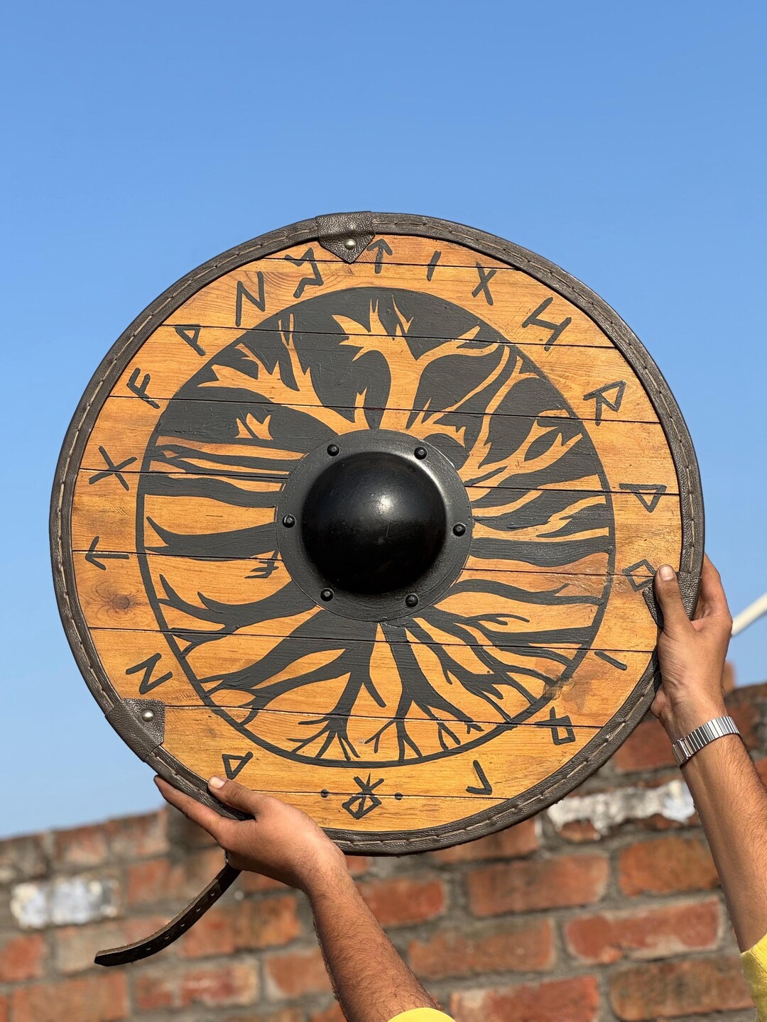 Wooden Viking Tree Yggdrasil Shield, Medieval Valhalla Warrior Shield ...