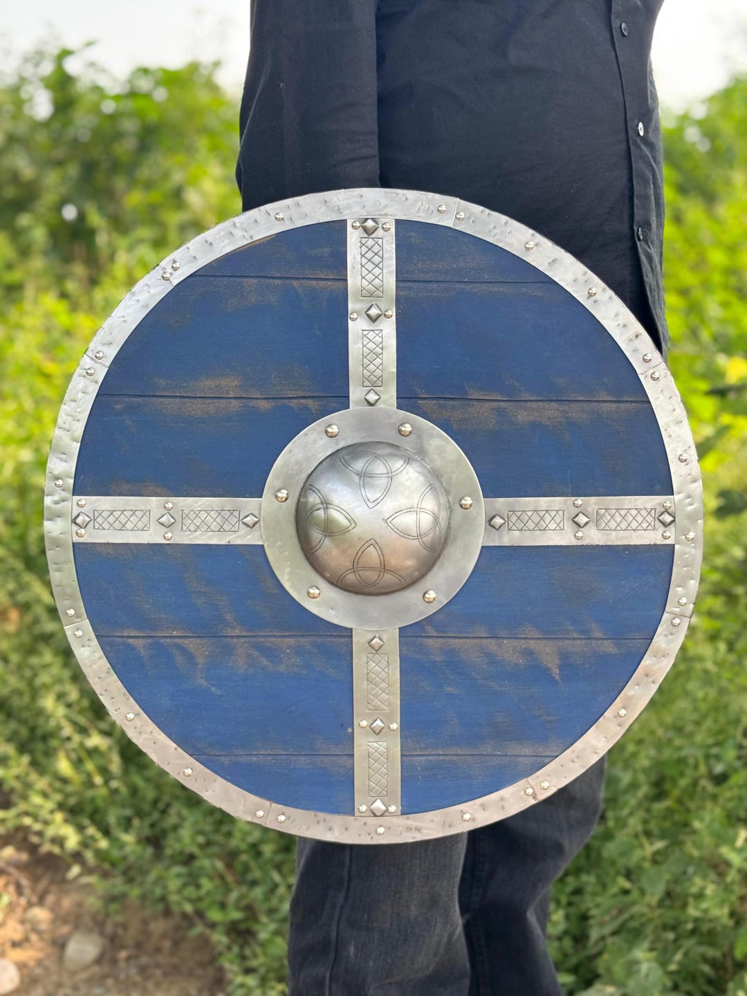 Wooden Viking Shield, Barbarian Viking Warrior Shield, Valhalla Round ...