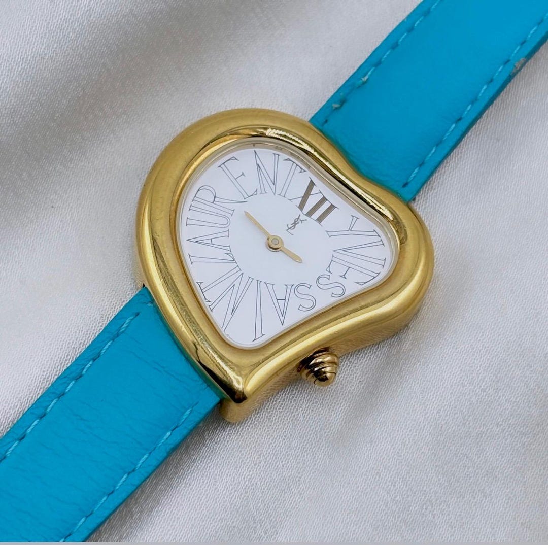 100% Authentic Yves Saint Laurent YSL Watch Heart Gold Tone Womens ...