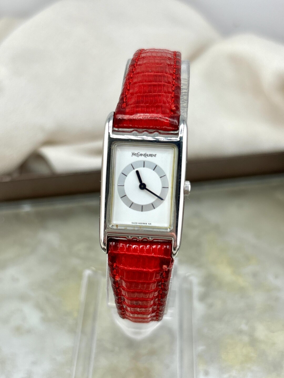 100% Authentic Yves Saint Laurent YSL Tank Watch Women’s Leather Belt ...