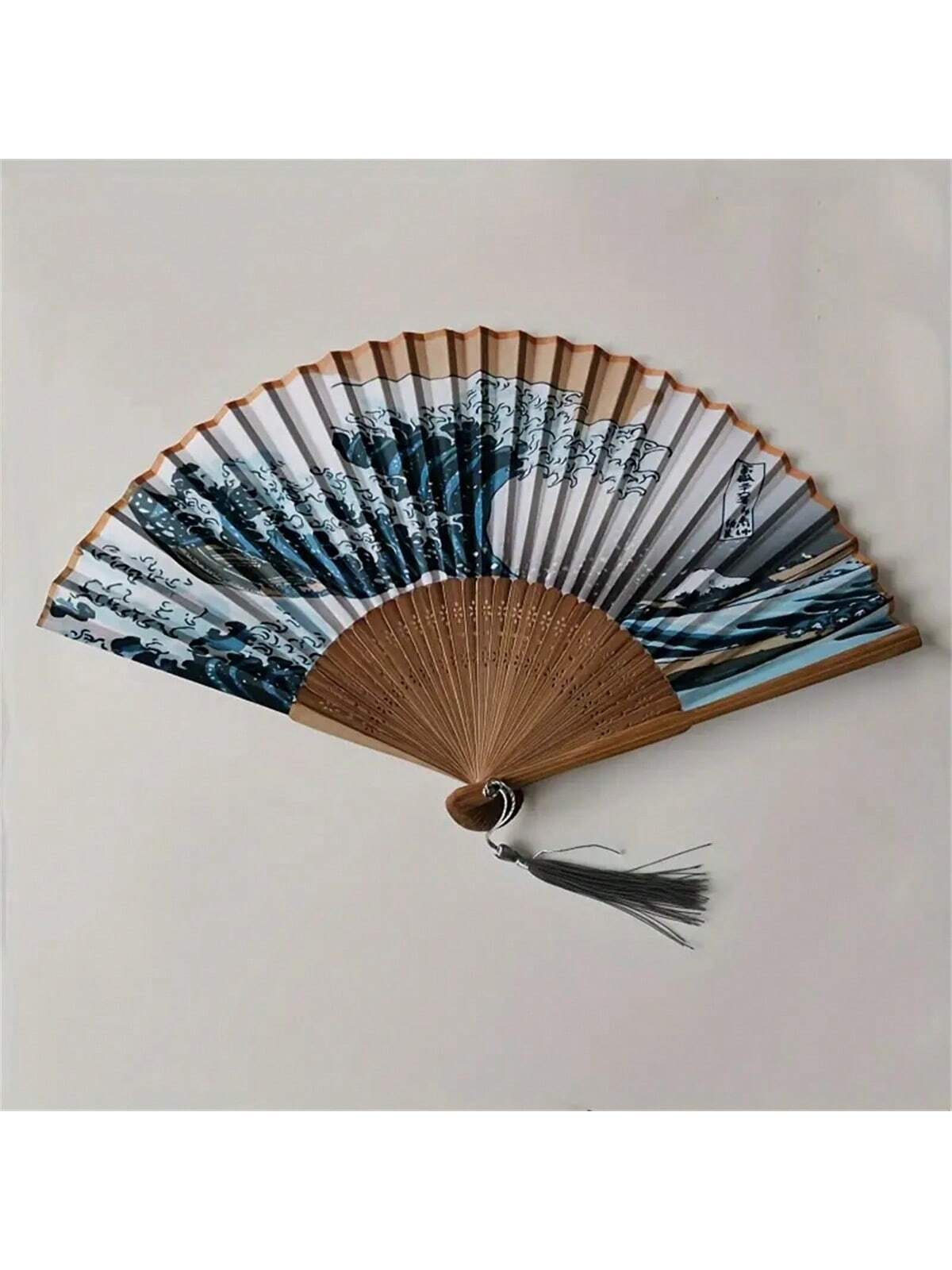 Japanese Folding Fan Handmade Decorative Kanagawa Wave Foldable Fan ...