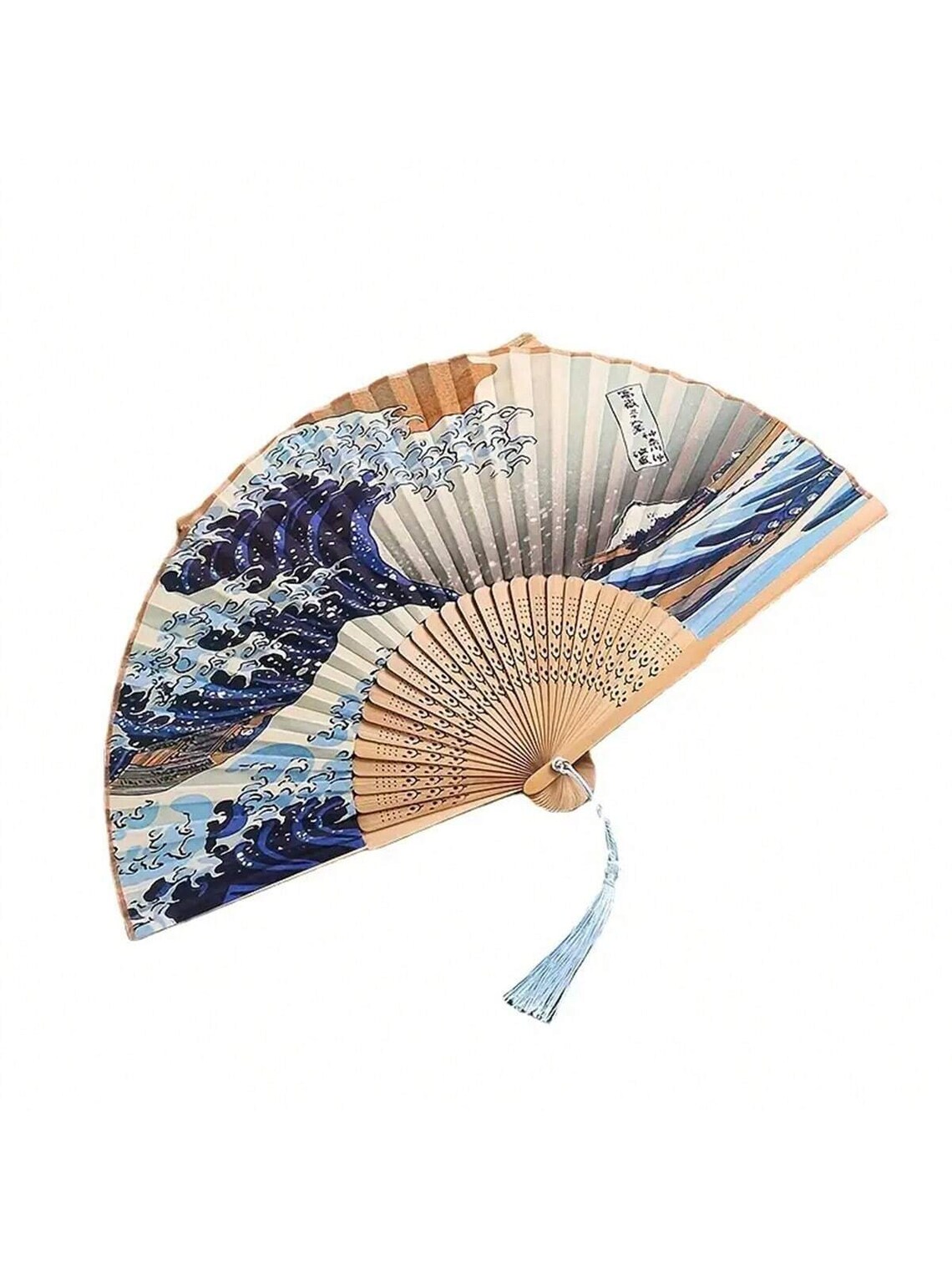 Japanese Folding Fan Handmade Decorative Kanagawa Wave Foldable Fan ...