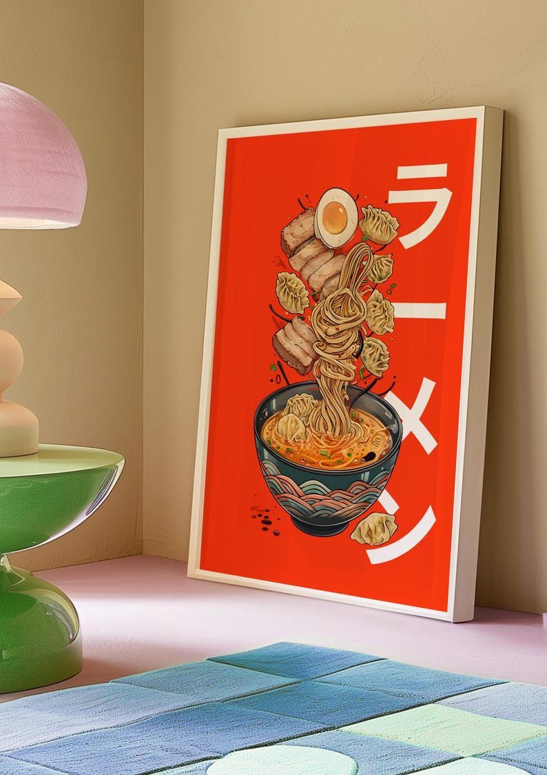 Ramen Print Noodles,japanese Poster, Illustration Printable Kitchen ...