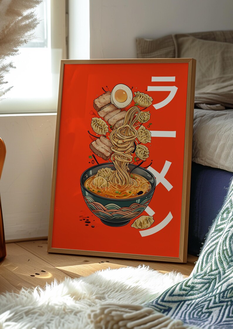 Ramen Print Noodles,japanese Poster, Illustration Printable Kitchen ...