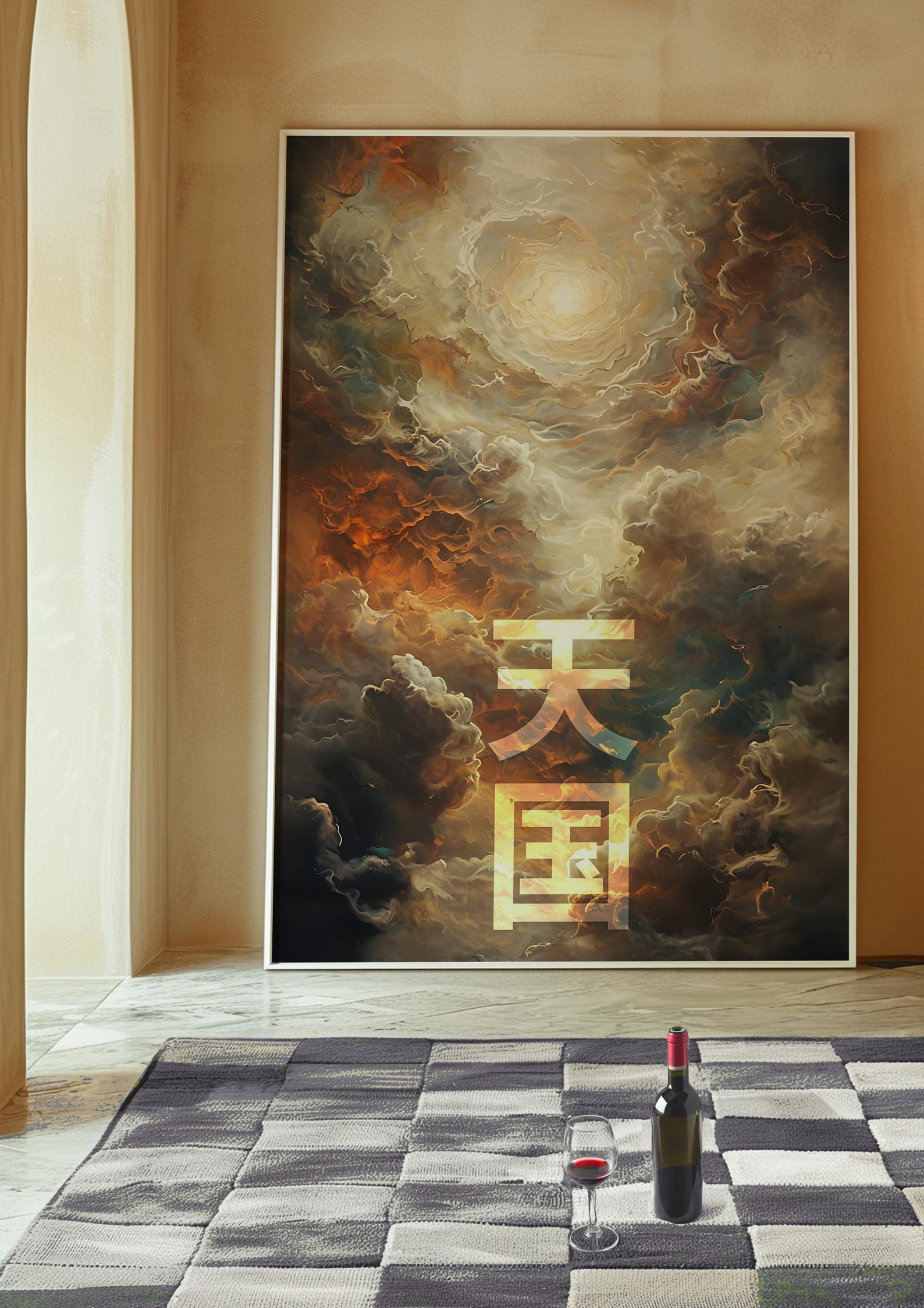 Heaven Poster Vintage Oil Paint Religious Wall Art Spiritual Print ...