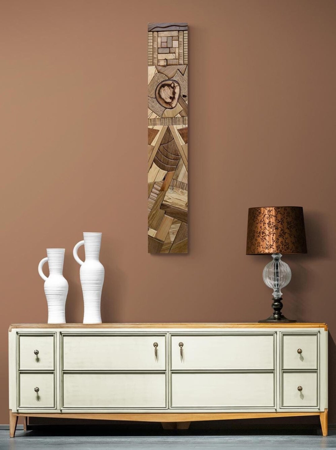 Natural Wood Wall Totem, Geometric Wood Sculpture, Handmade Various ...