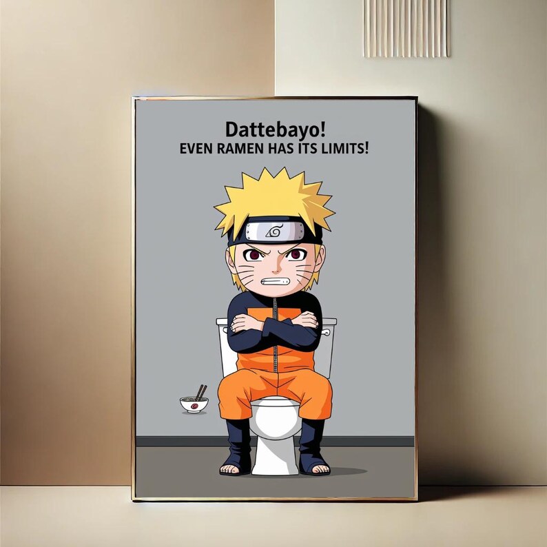 Chibi Naruto Toilet Art, Funny Bathroom Decor, Naruto Bathroom Print ...