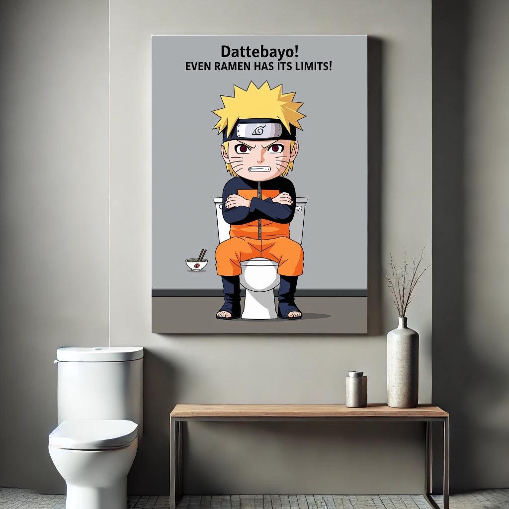 Chibi Naruto Toilet Art, Funny Bathroom Decor, Naruto Bathroom Print ...
