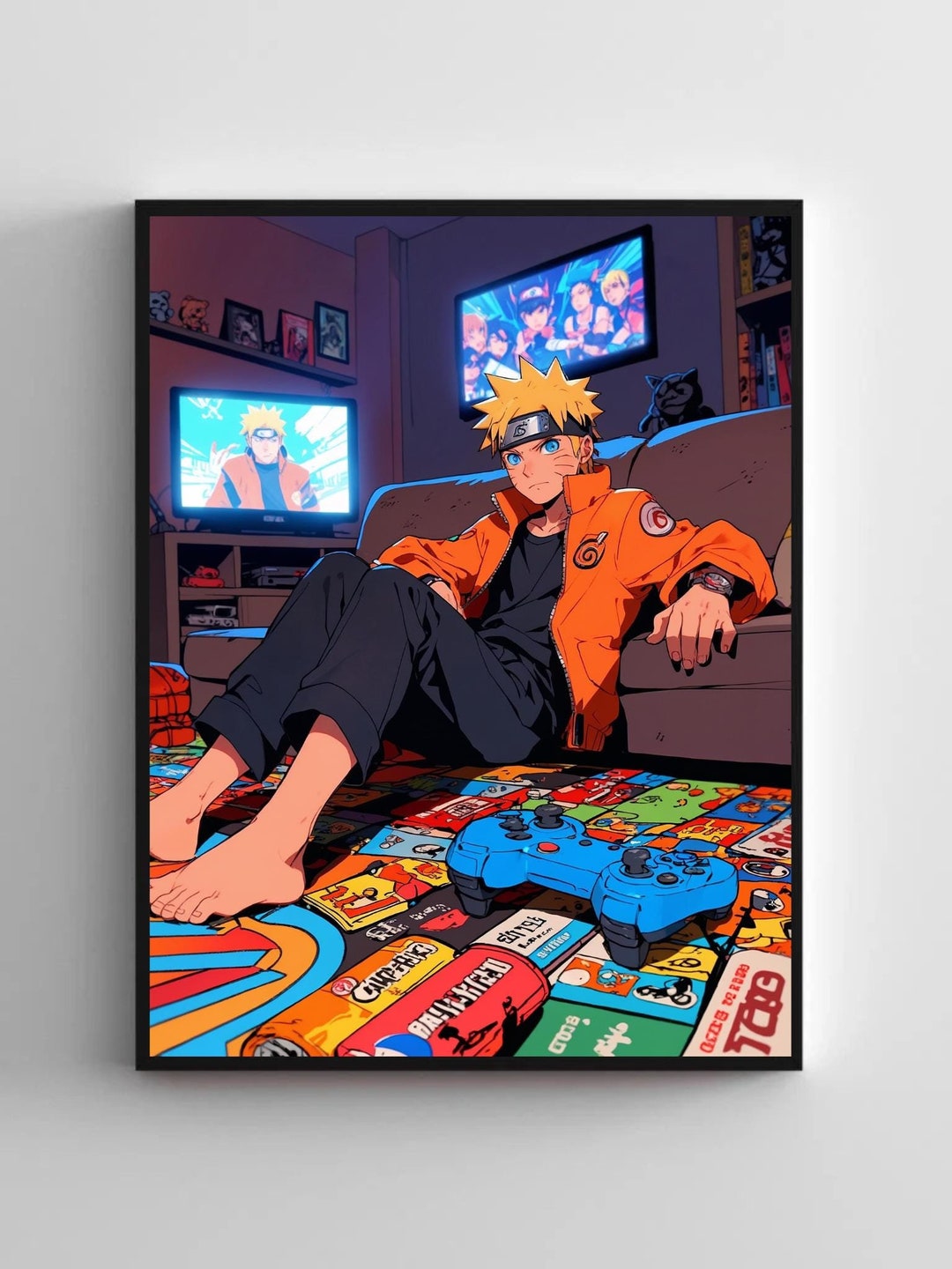 Game Room Wall Art Series 04, Naruto Gaming Poster, Naruto Retro Art ...