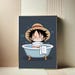 Luffy Minimalist Bathtub Art, Funny Bathroom Decor, One Piece Wall Art ...