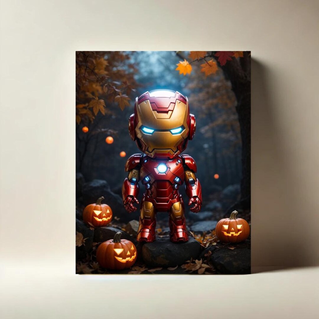 Halloween Chibi Iron Man Art, Cute Marvel Halloween Wall Decor, Funny ...