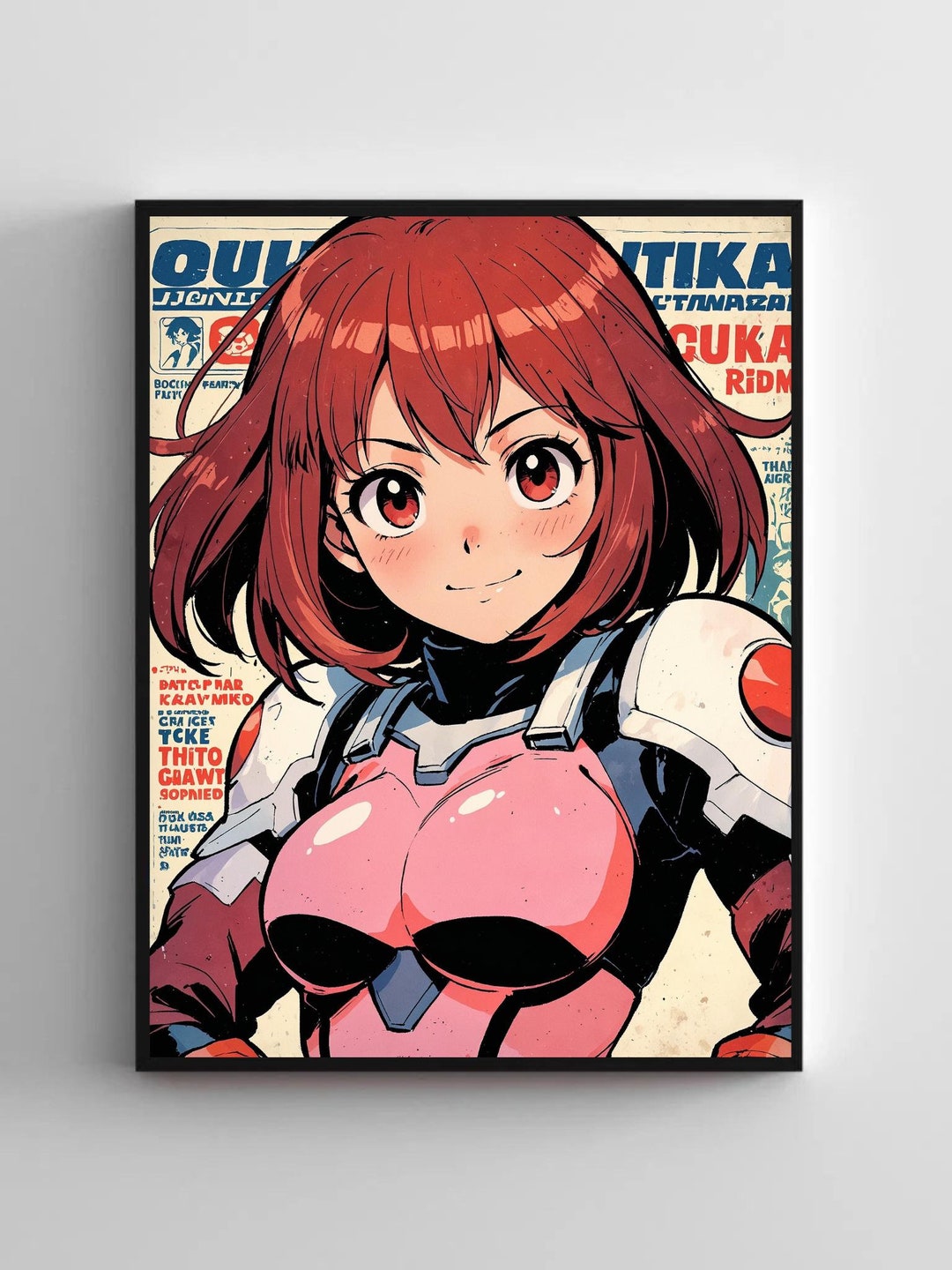 Uraraka Ochaco My Hero Academia Retro Art Print, MHA Vintage Wall Decor ...