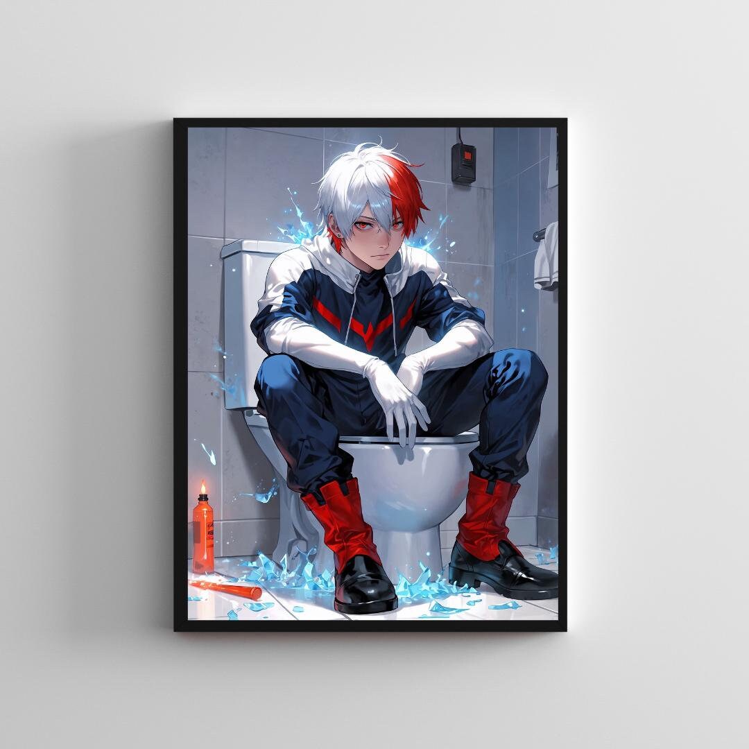 Todoroki Toilet Art My Hero Academia Bathroom Poster Funny Anime Art ...