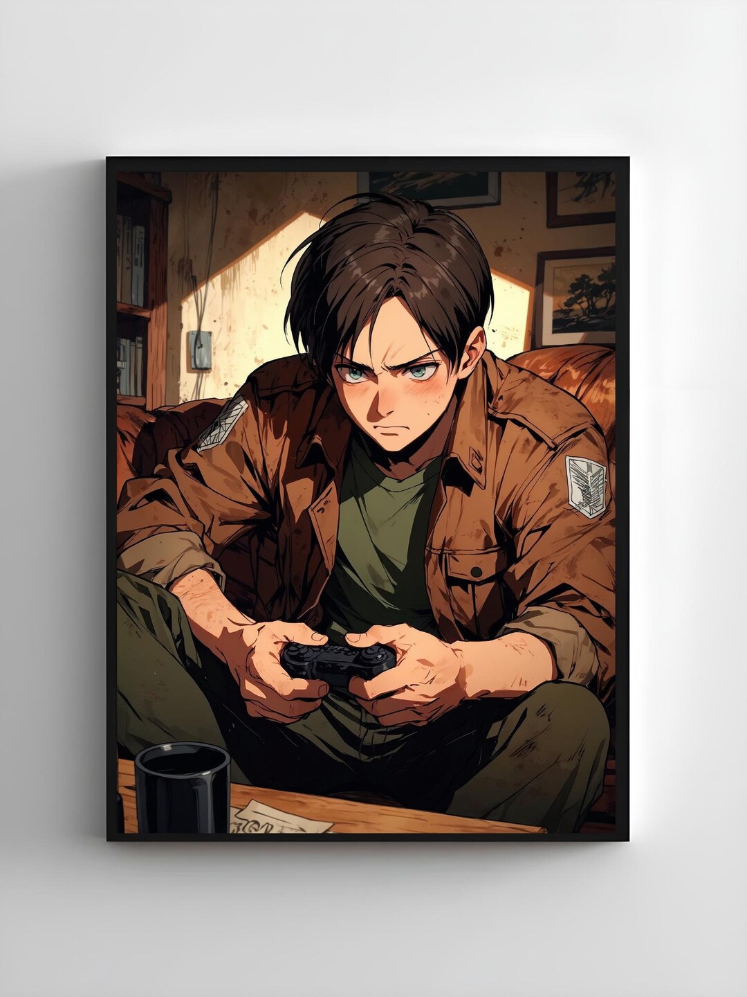 Eren Inspired Gaming Wall Art, Attack on Titan Digital Poster, Anime ...