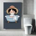 Luffy Minimalist Bathtub Art, Funny Bathroom Decor, One Piece Wall Art ...