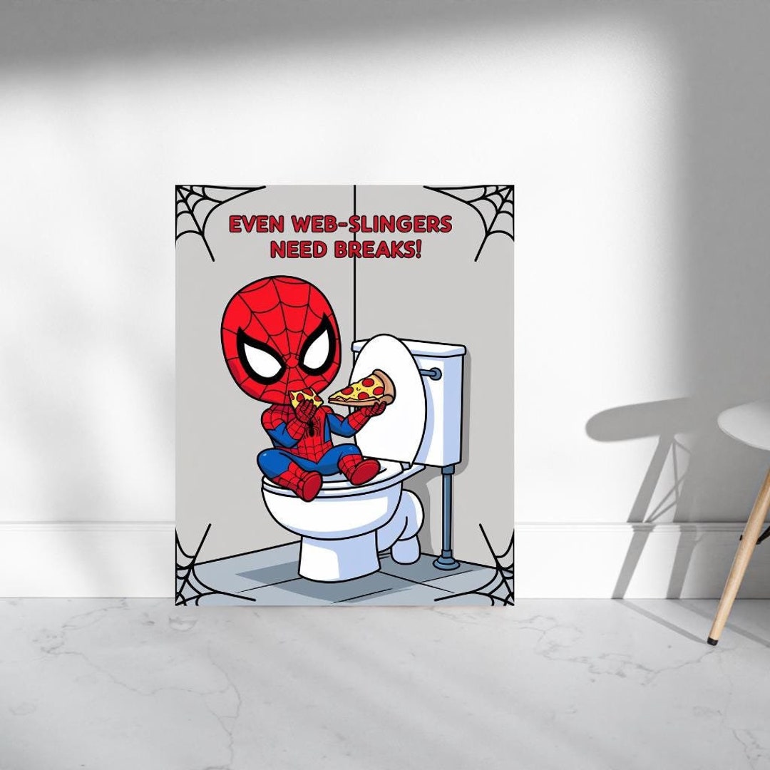 Spider-man Toilet Art, Funny Bathroom Decor, Marvel Wall Art, Cute ...