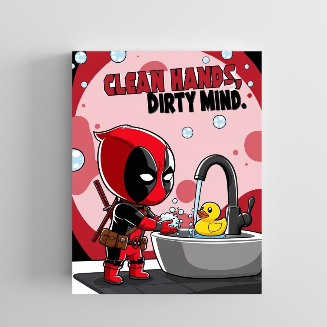 Deadpool Toilet Art, Funny Bathroom Decor, Marvel Wall Art, Cute ...