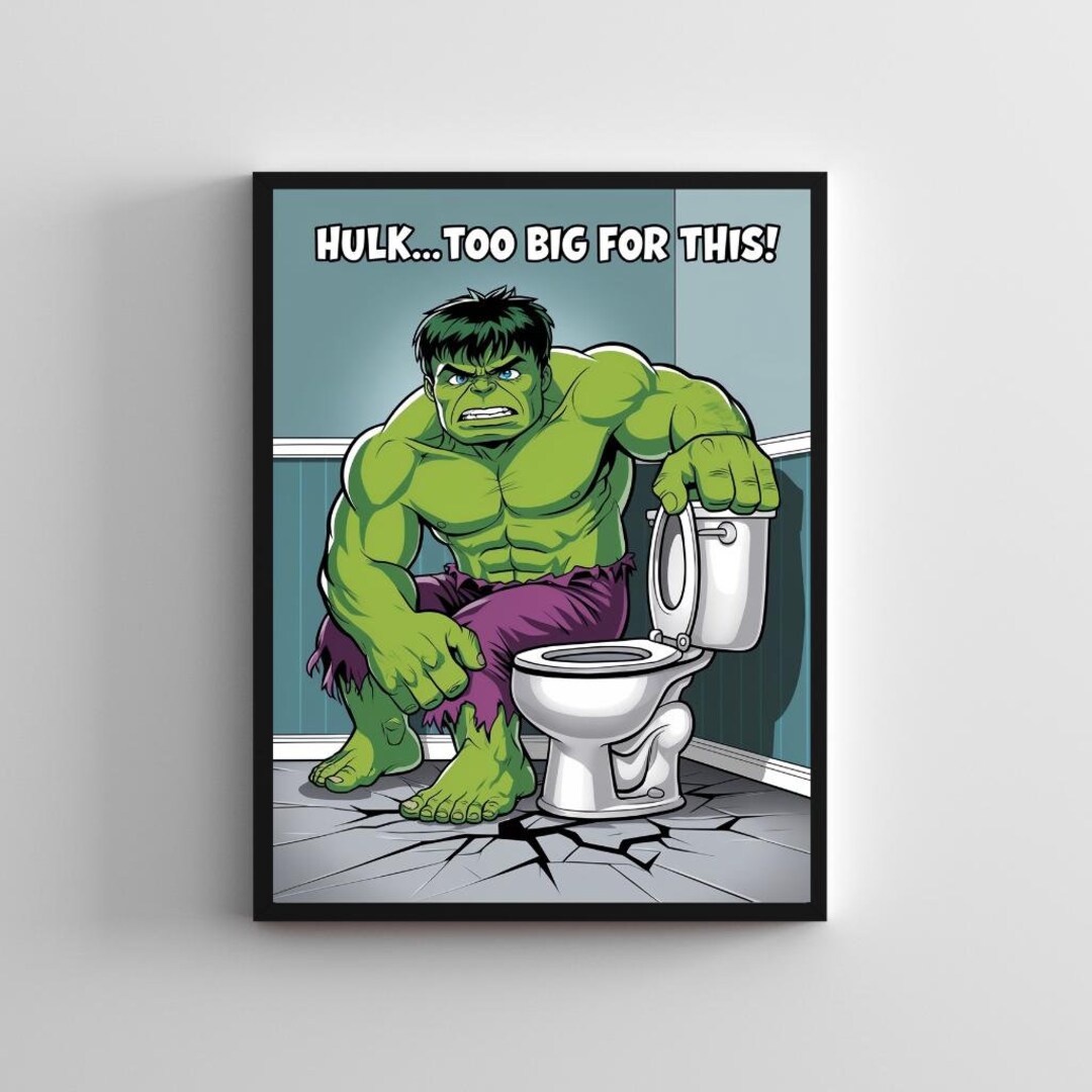 Hulk Toilet Art, Funny Bathroom Decor, Marvel Wall Art, Cute Hulk Print ...