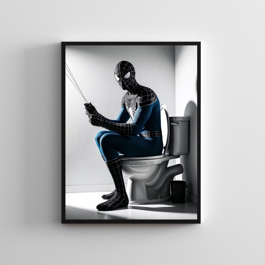 Spider-man Toilet Art, Funny Bathroom Decor, Marvel Wall Art, Spider ...