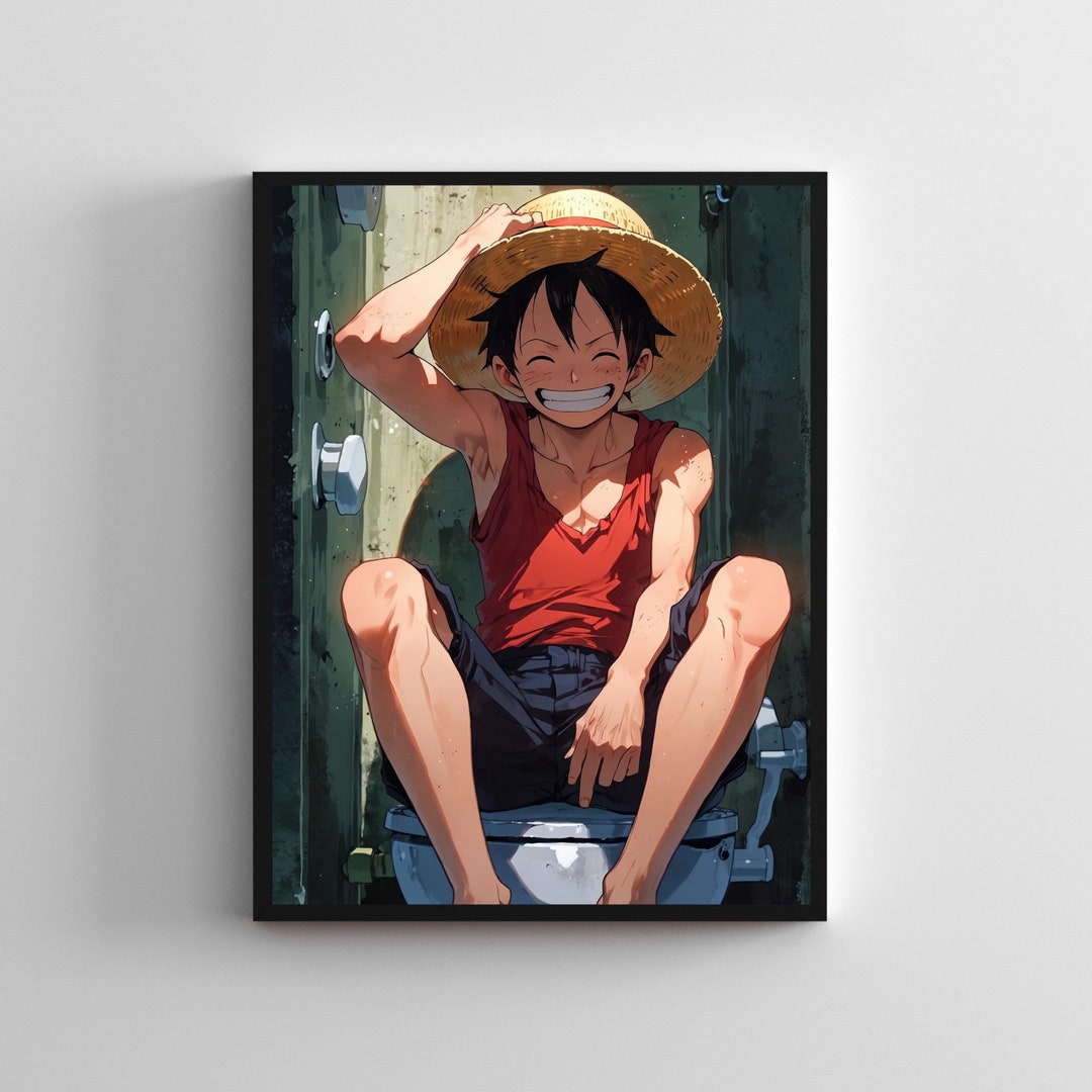 Toilet SERIES 04, Luffy Funny Bathroom Art, One Piece Anime Wall Decor ...