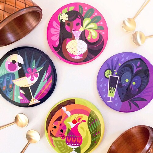 Fruity Floral Cocktail Coaster Set of 4 - Etsy