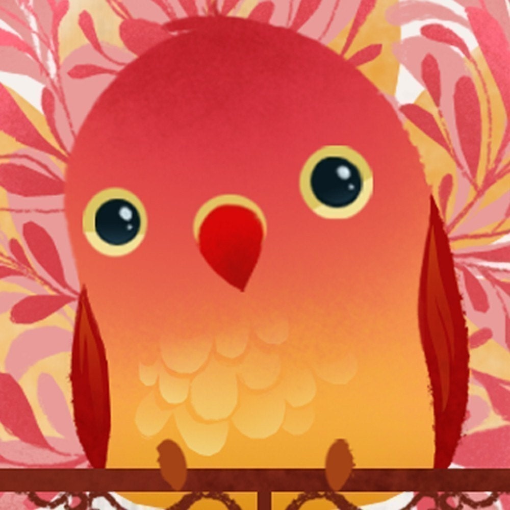 Red Birdie Mini Print - Etsy