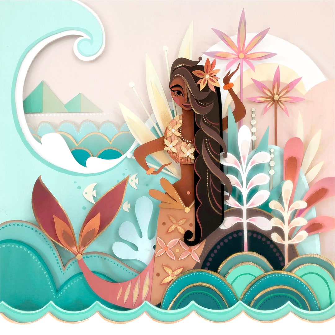 Tropical Shores Mermaid Print - Etsy