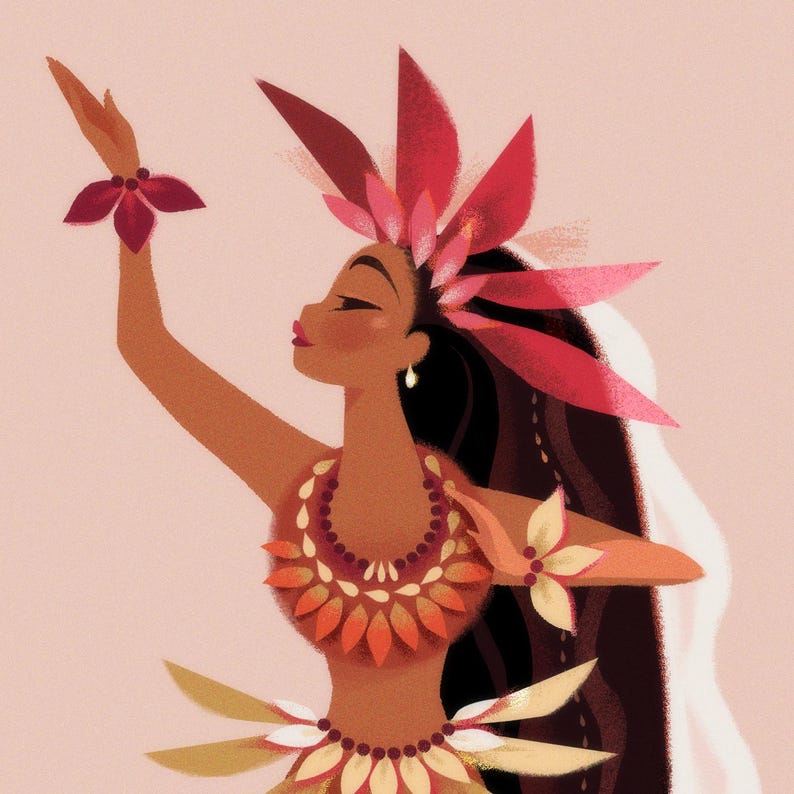 Hula Mermaid Print - Etsy